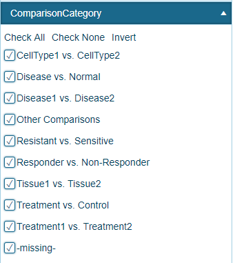 Comparison Filters - omicsoft doc